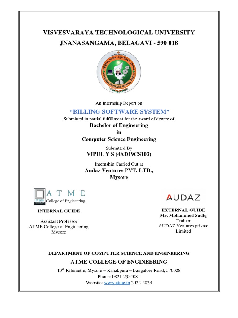 Billing Software System-Individual Project (Vipul Y S-4AD19CS103) | PDF | Data Science | Databases