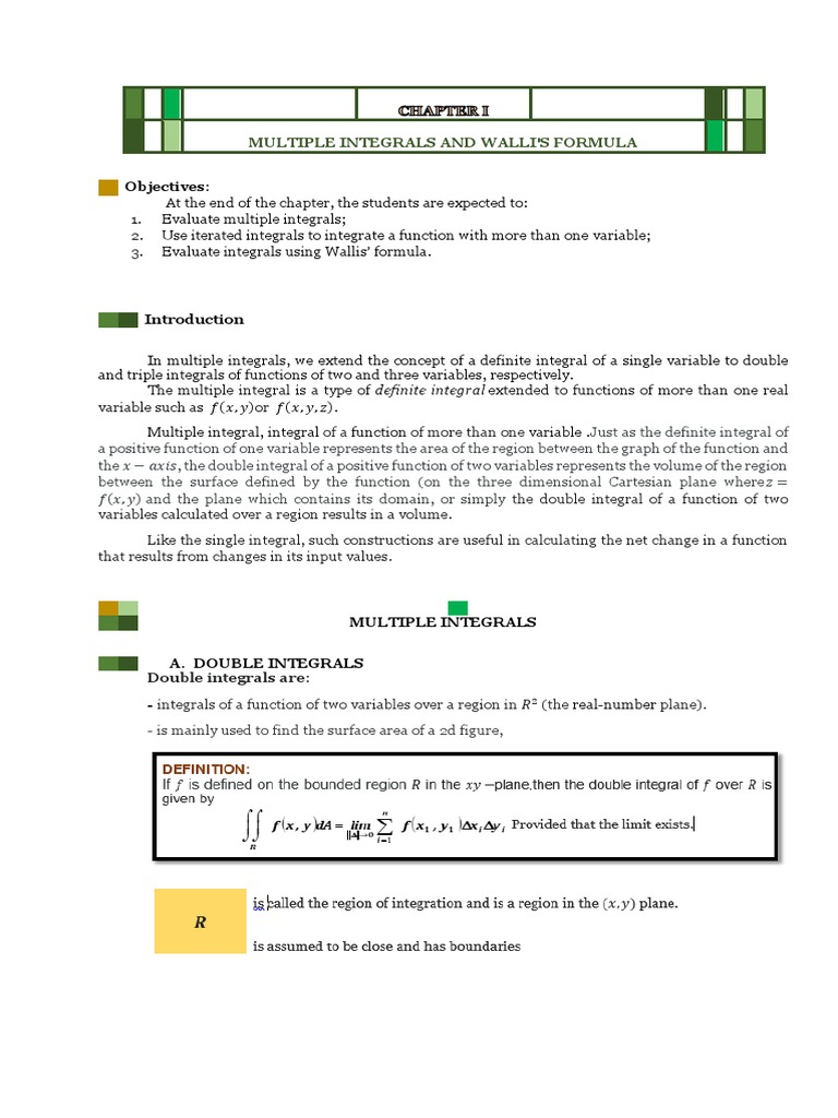 Multiple Integrals and Wallis Formula | Download Free PDF | Integral | Function (Mathematics)
