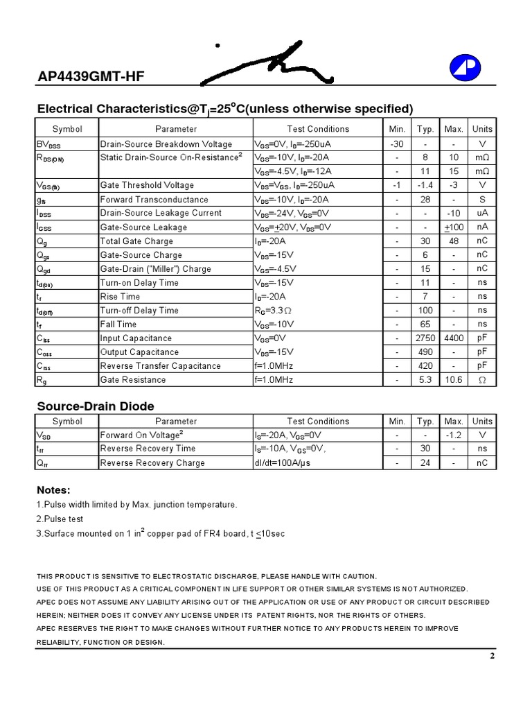 Datasheet Ap4439gmt-Hf Hal2 | PDF | Diode | Electrical Engineering