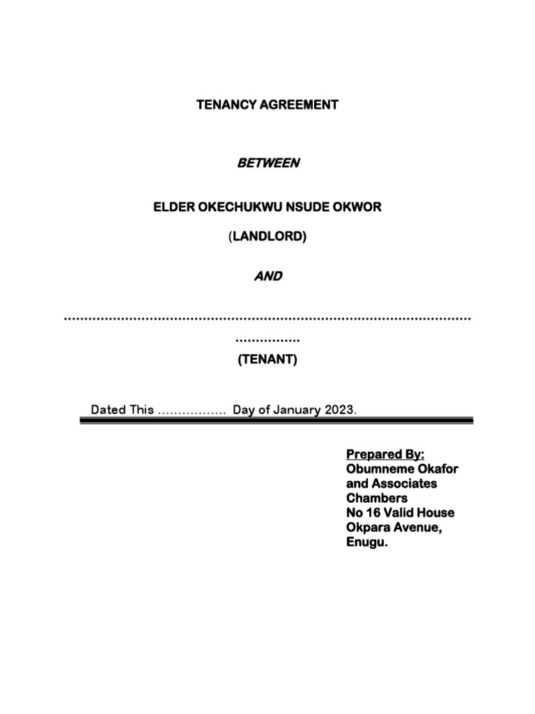 Tenancy Agreement for Enugu Shopping Space | PDF | Leasehold Estate ...