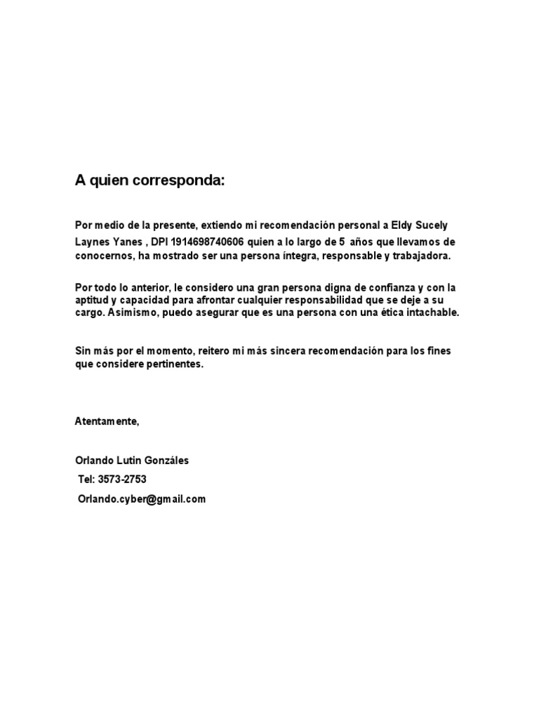A Quien Corresponda | PDF