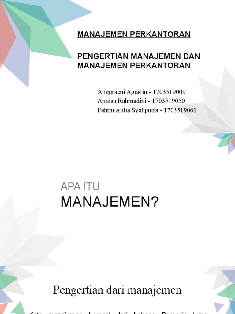 PPT Kel 1 Manajemen Perkantoran | PDF