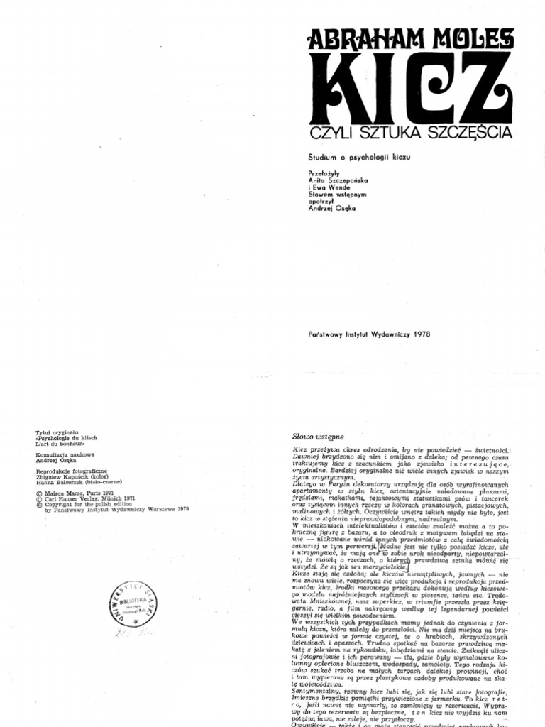 Moles - Kicz Czyli Sztuka Szczęścia 230 STR | PDF