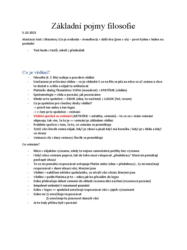 Základní Pojmy Filosofie | PDF