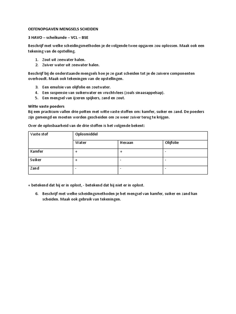 3 Scheiden Oefeningen Extra | PDF