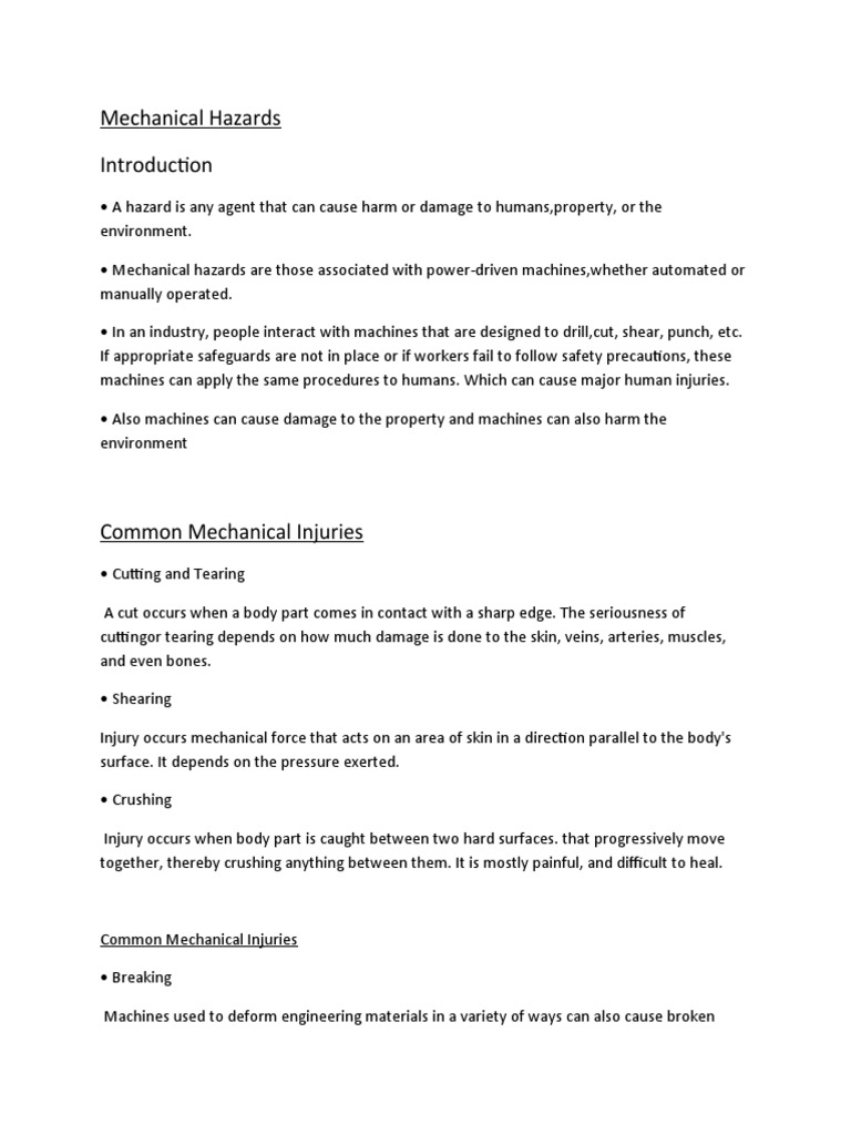 Mechanical Hazards | PDF | Occupational Safety And Health | Injury
