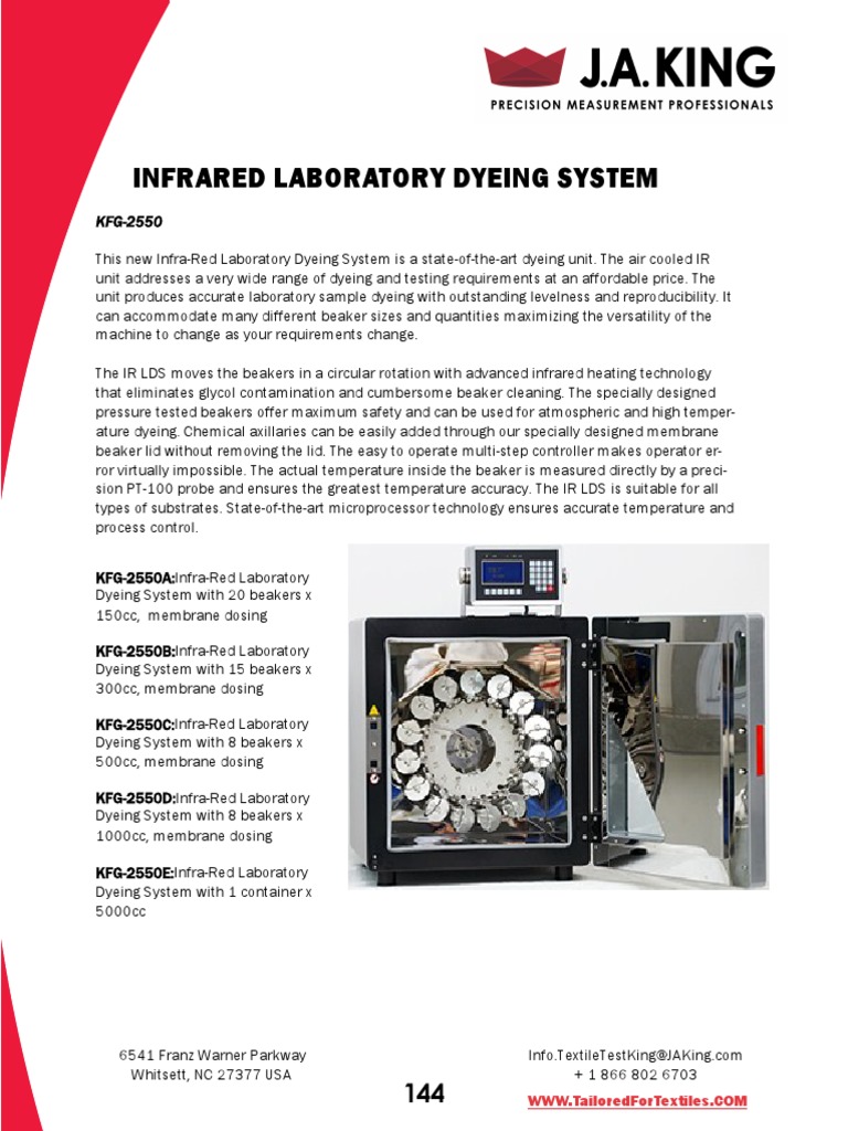 KFG 2550 Infrared Laboratory Dyeing System | PDF | Infrared | Membrane