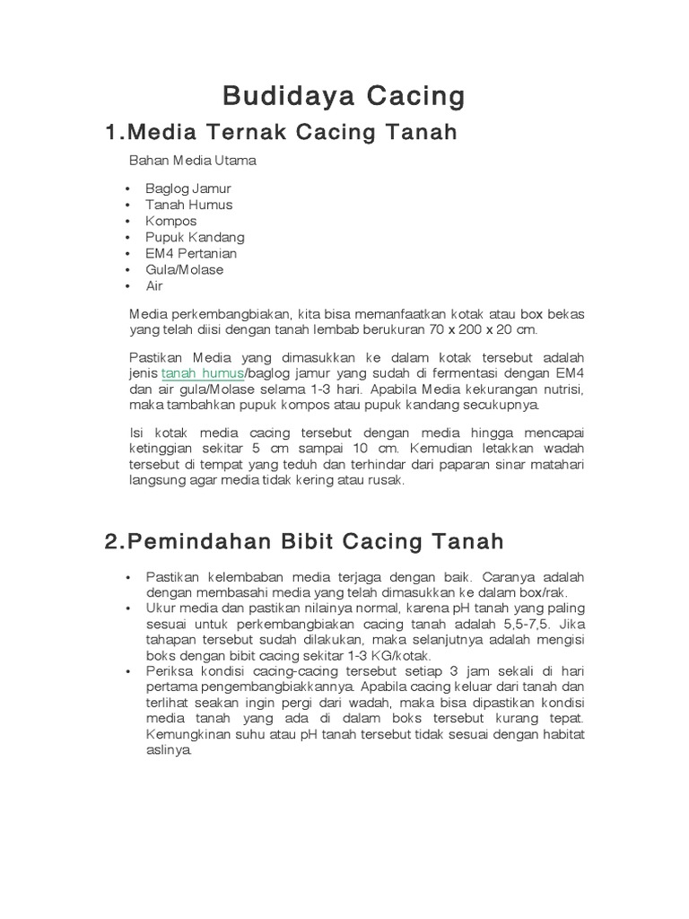 Budidaya Cacing | PDF