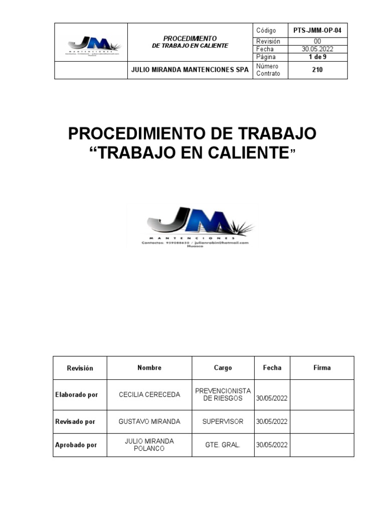 Procedimiento para Trabajo en Caliente | PDF | Soldadura | Construcción