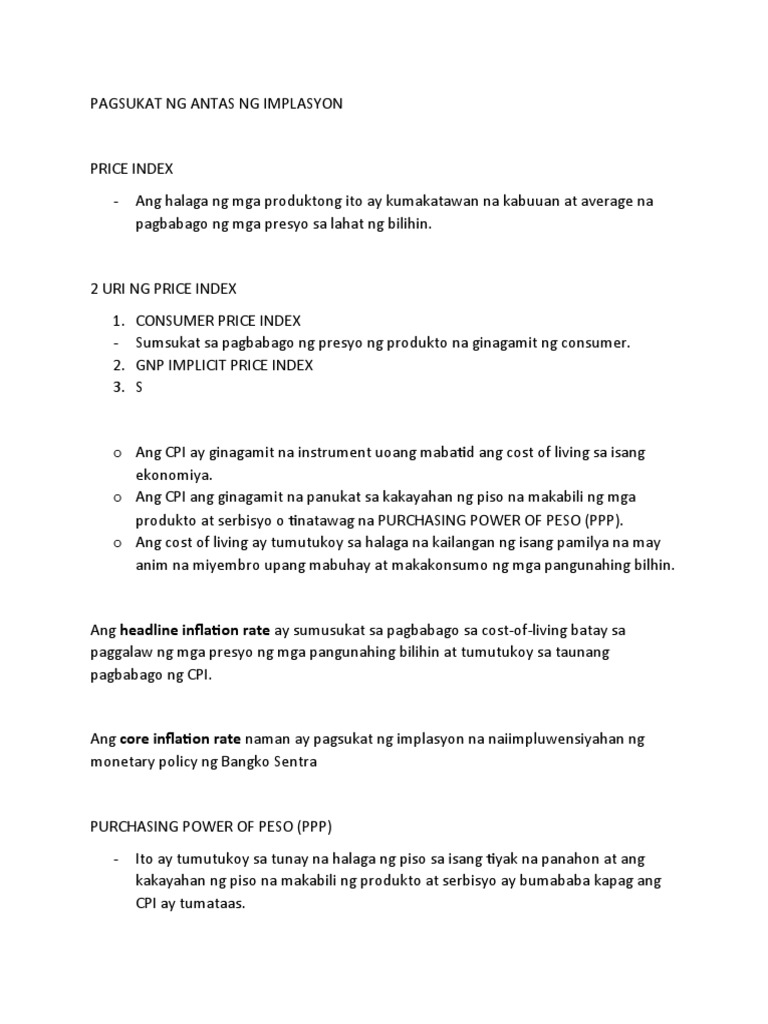 Ap Lesson 4 - Pagsukat NG Antas NG Implasyon | PDF Ap Lesson 4 - Pagsukat NG Antas NG Implasyon | PDF