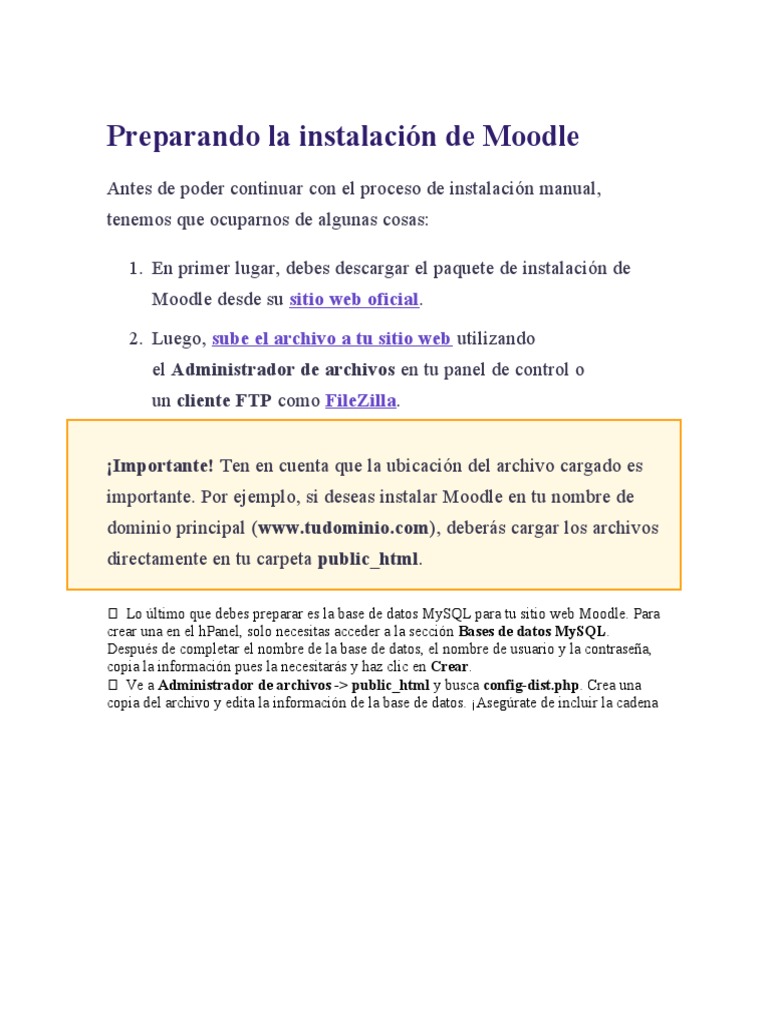 Guía Completa: Instalar Moodle Fácilmente | PDF | Moodle | Mi sql