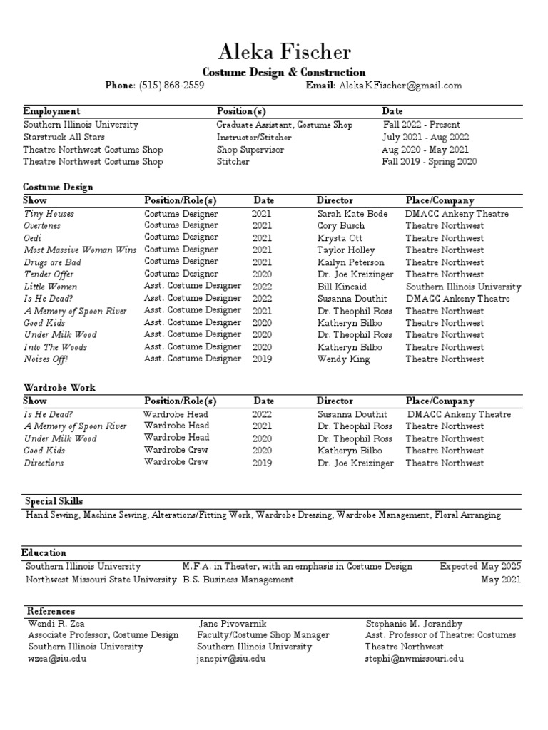aleka fischer resume | PDF