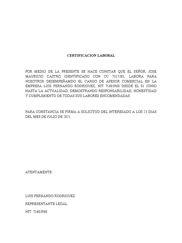 Carta Laboral | PDF