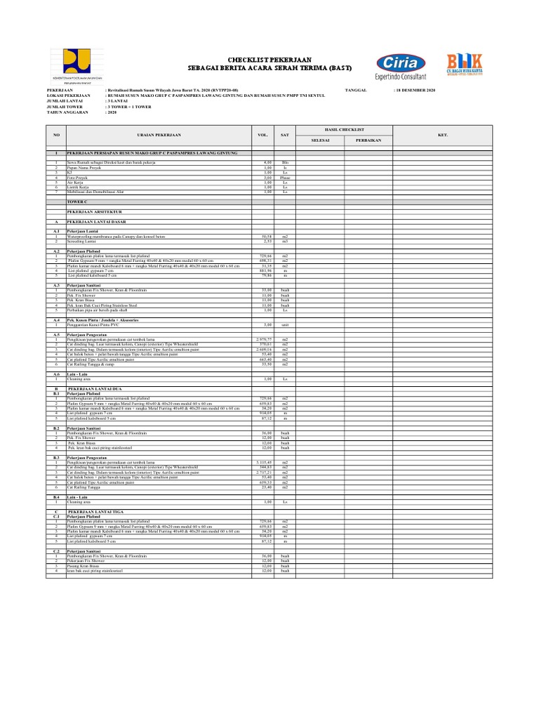 Checklist Tower C | PDF