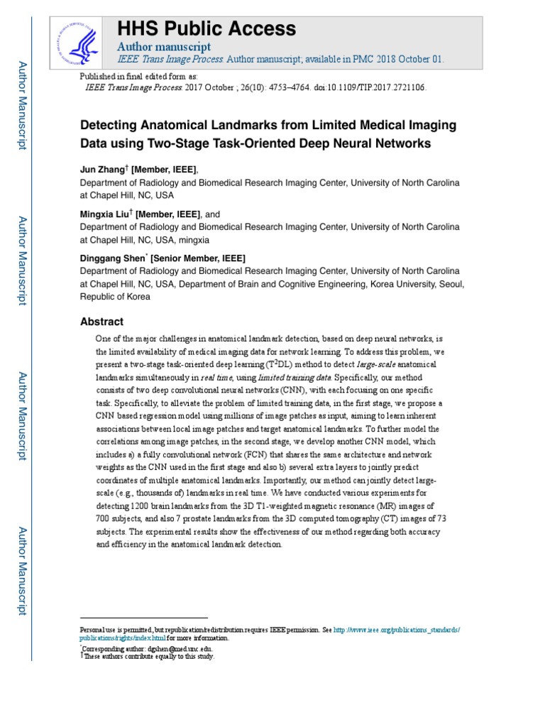 Detecting Anatomical Landmarks From Limited Medical Imaging Data Using Two Stage Task Oriented