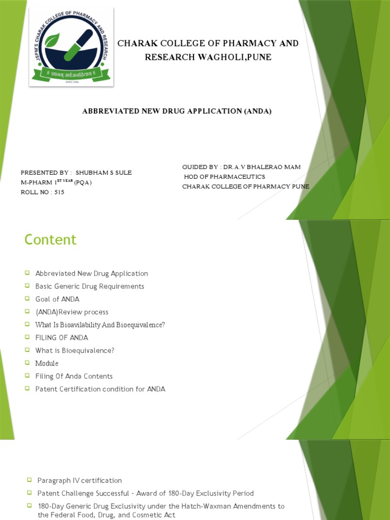 ANDA | PDF | Generic Drug | Food And Drug Administration