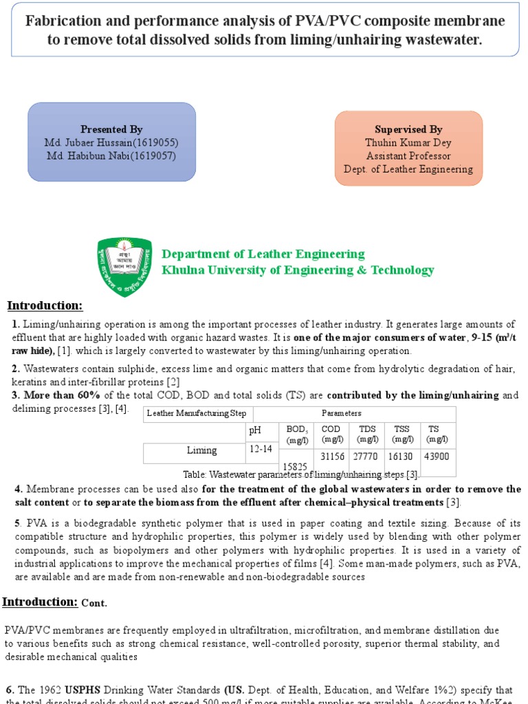 Fabrication and Performance Analysis of PVA/PVC Composite Membrane To ...