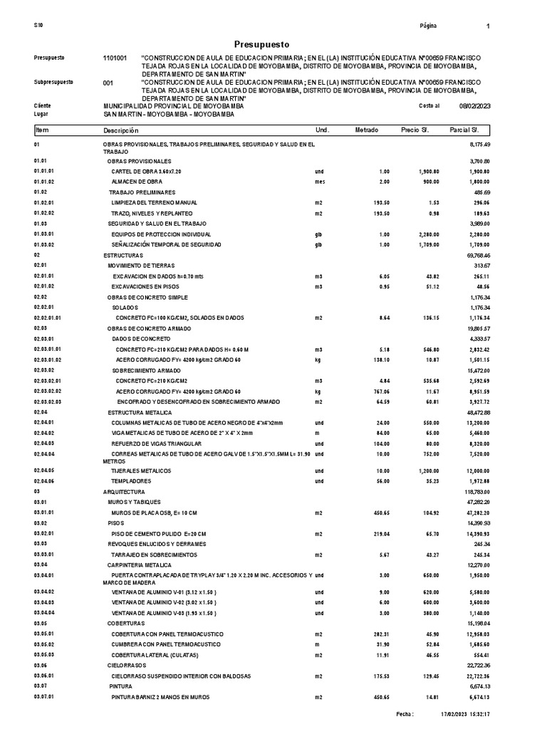 Presupuesto Ok | PDF | Ingeniero civil | Construyendo tecnología