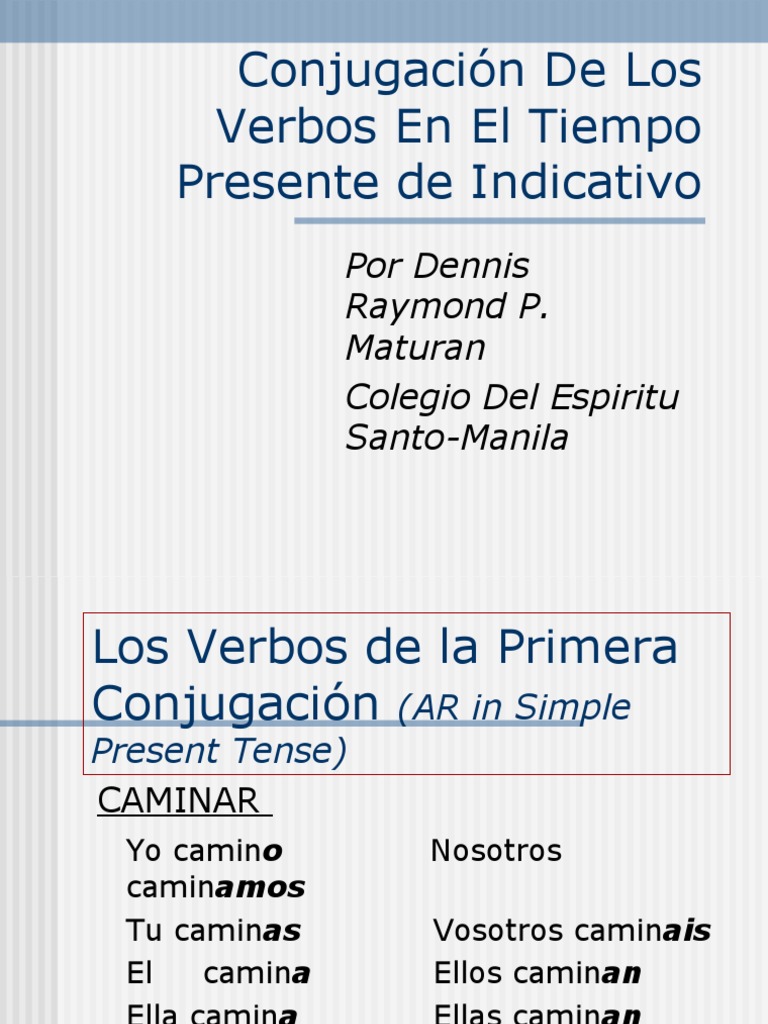 Conjugación de verbos en presente de indicativo | PDF