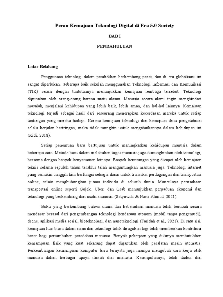Peran Kemajuan Teknologi Digital Di Era 5.0 Society | PDF | Politik