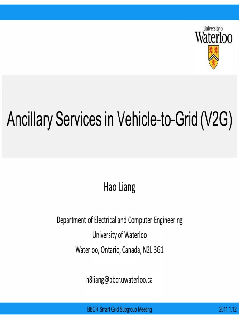 Ancillary Services in Vehicle-To-Grid | PDF