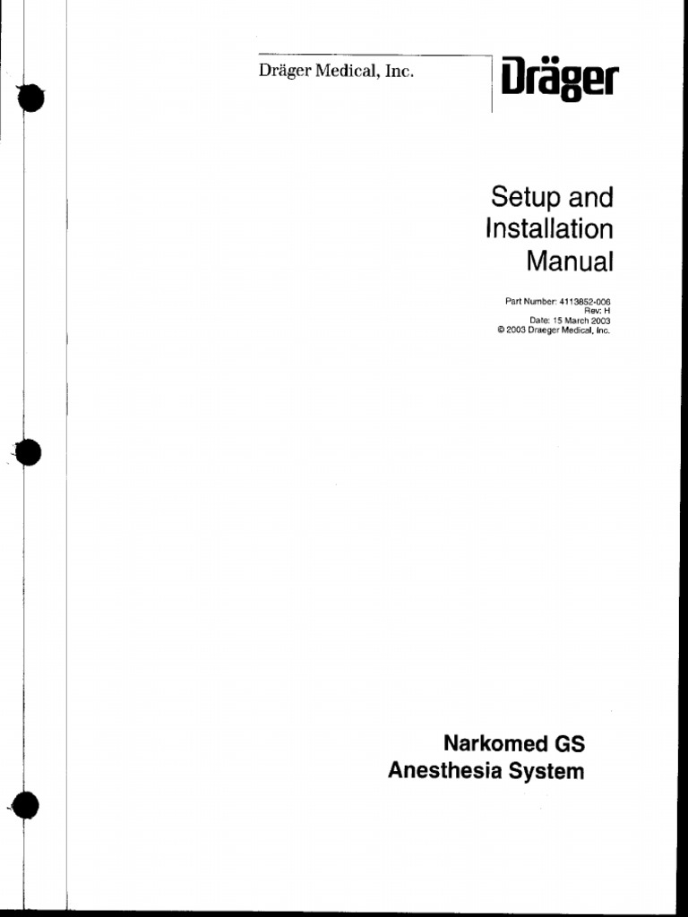 Drager Narkomed Gs Setup and Installation Manual | PDF