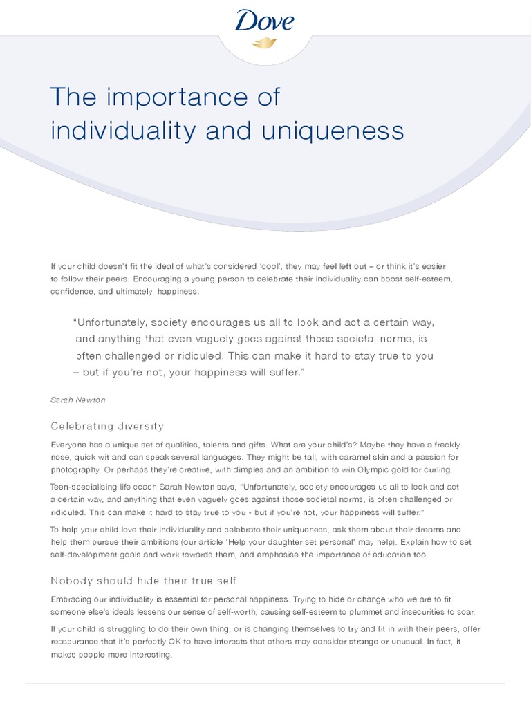 Importance of Individuality - Uniqueness Data | PDF | Self Esteem ...