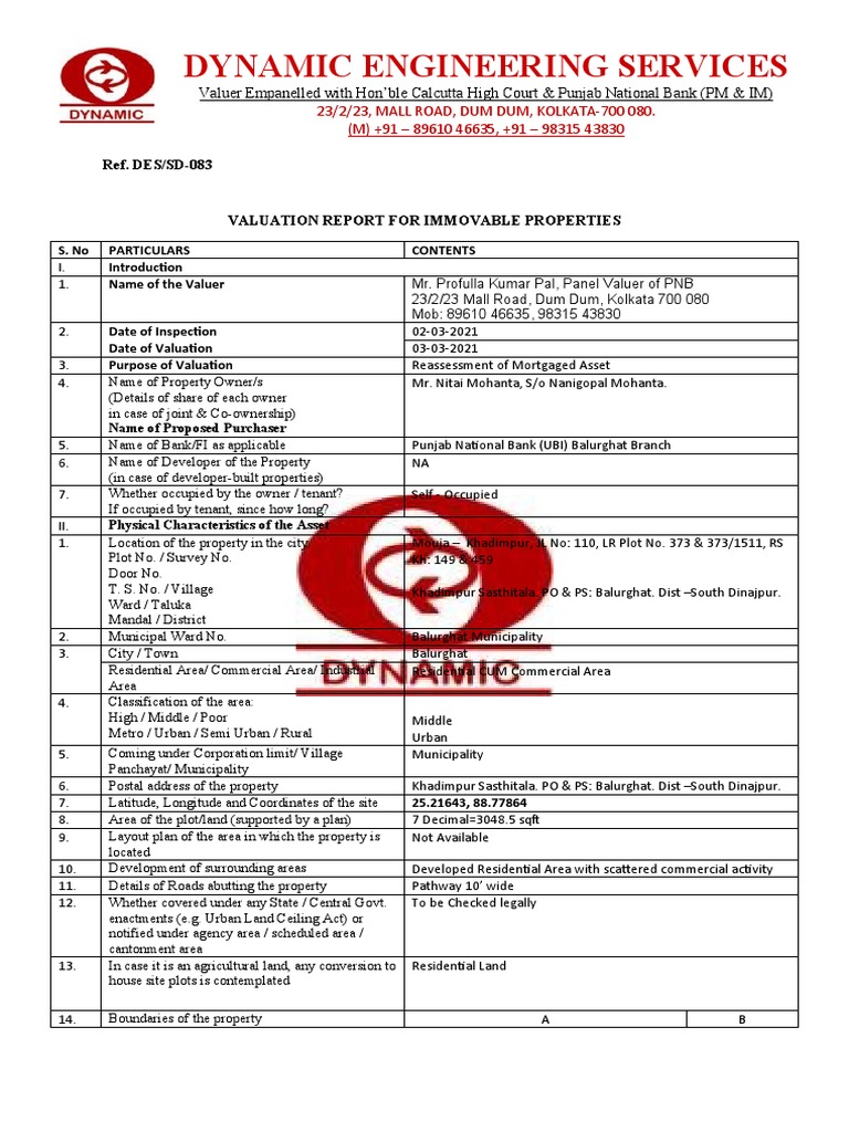 Dynamic Engineering Services: Valuer Empanelled With Hon'ble Calcutta High Court & Punjab ...