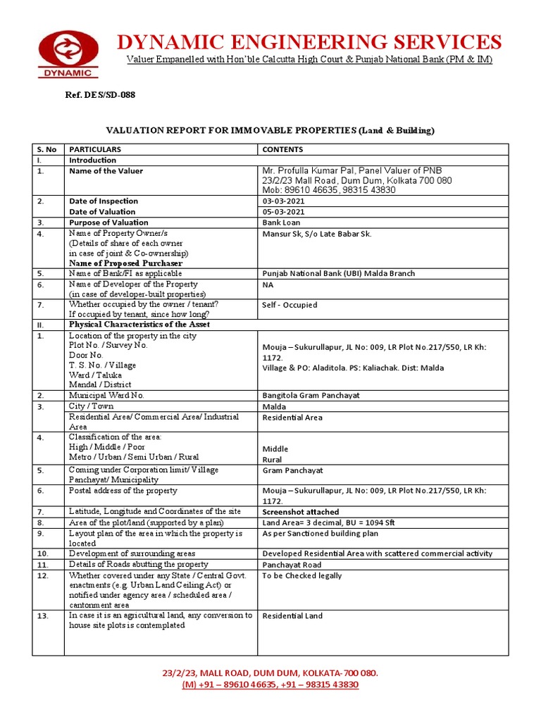 Dynamic Engineering Services: Valuer Empanelled With Hon'ble Calcutta High Court & Punjab ...