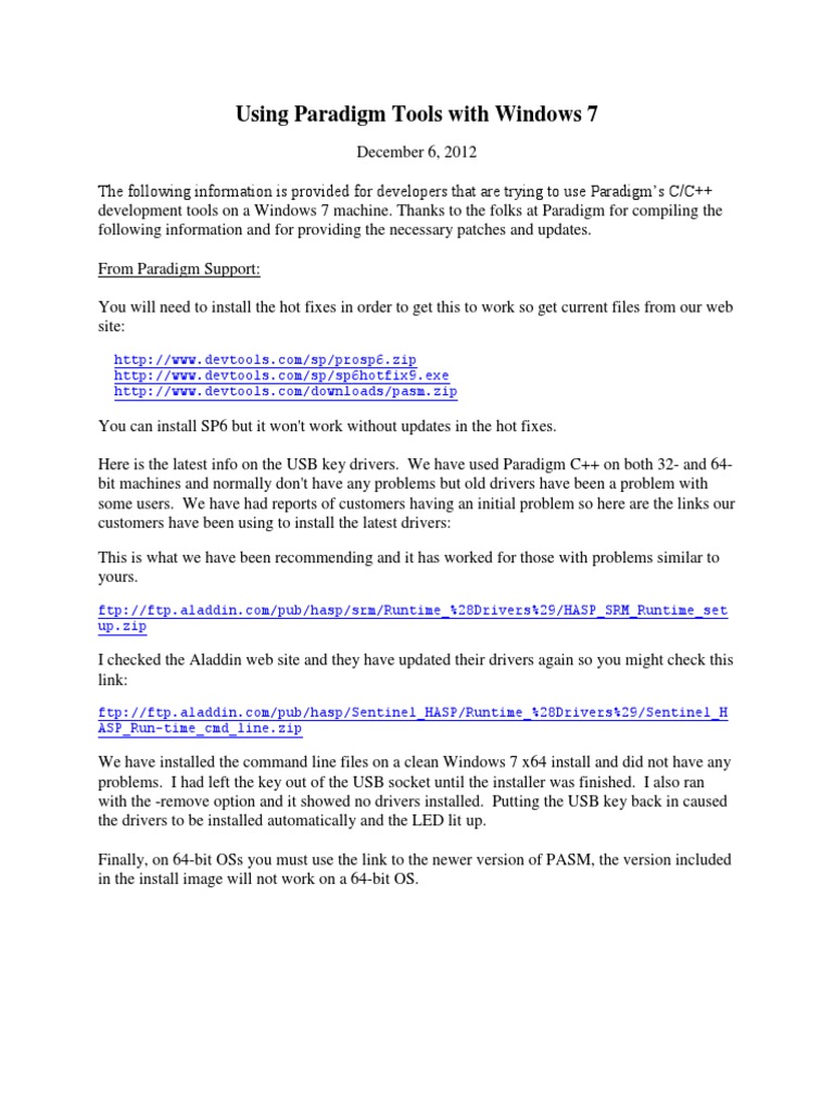 Using Paradigm Tools With Windows 7 | PDF | Windows 7 | Microsoft Windows