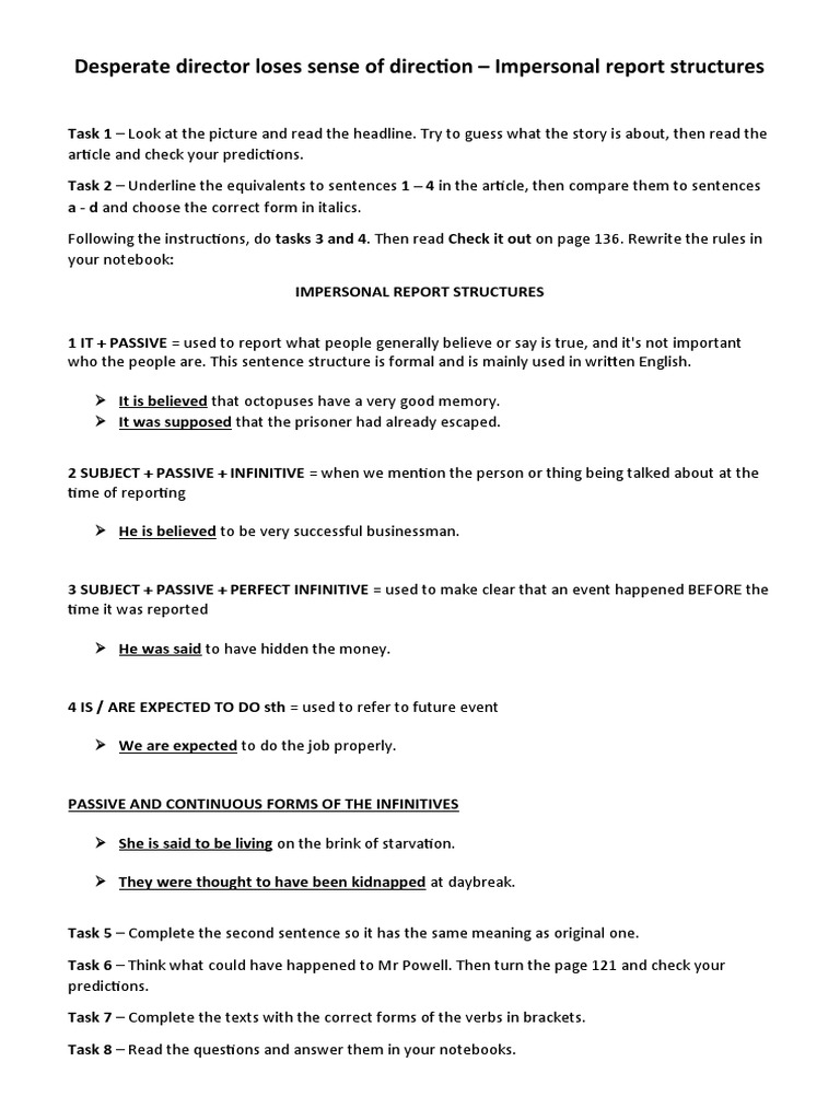 Grammar - Impersonal Report Structures | PDF