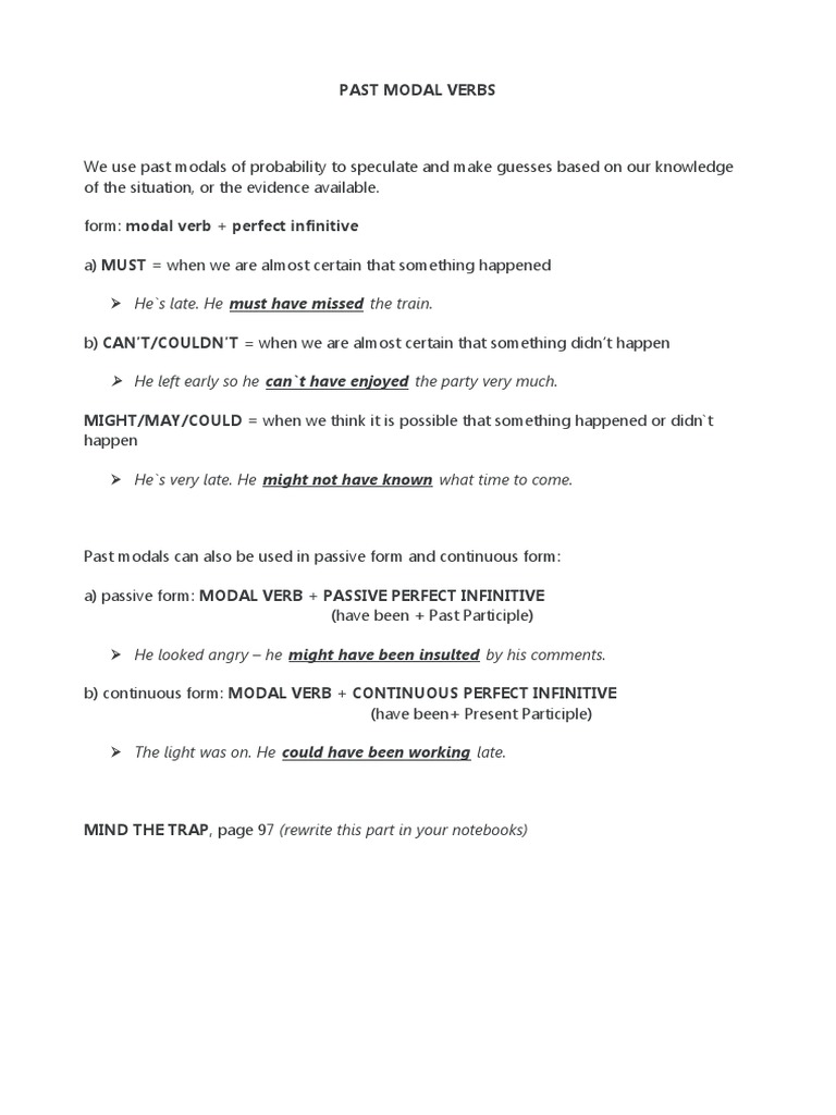 Understanding Certainty and Possibility with Past Modal Verbs | PDF