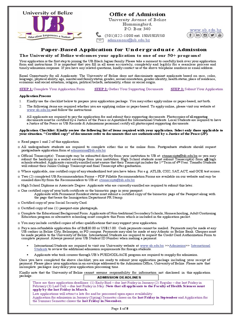 Downloadable UB Undergraduate Application - 10072022 | PDF | Bachelor's ...