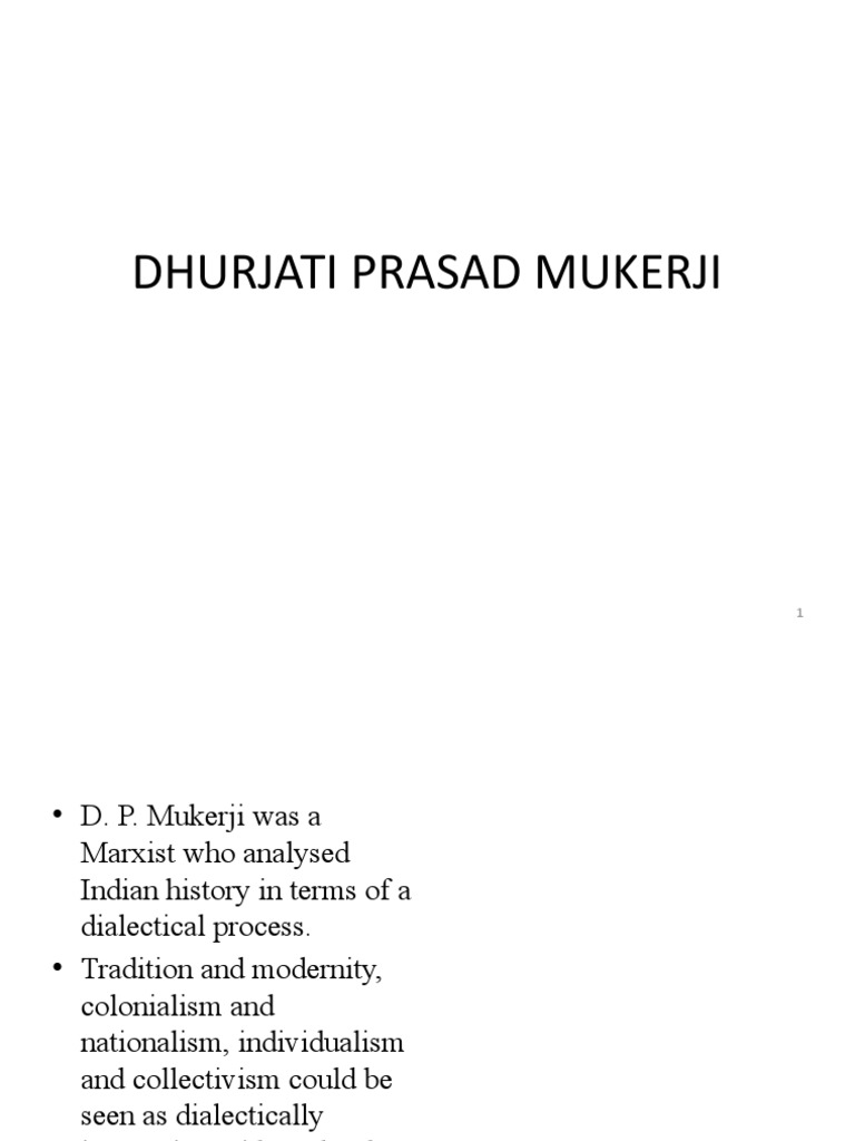 Dhurjati Prasad Mukerji | PDF