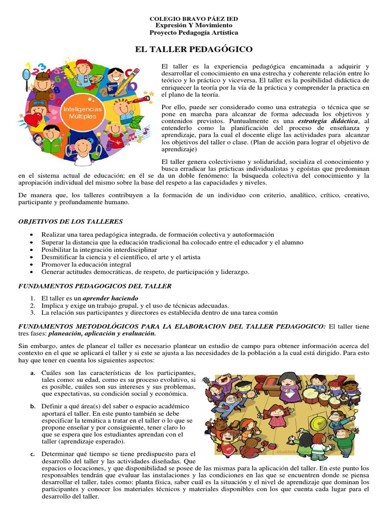 EL TALLER Definicion y Diseño | PDF | Evaluación | Aprendizaje