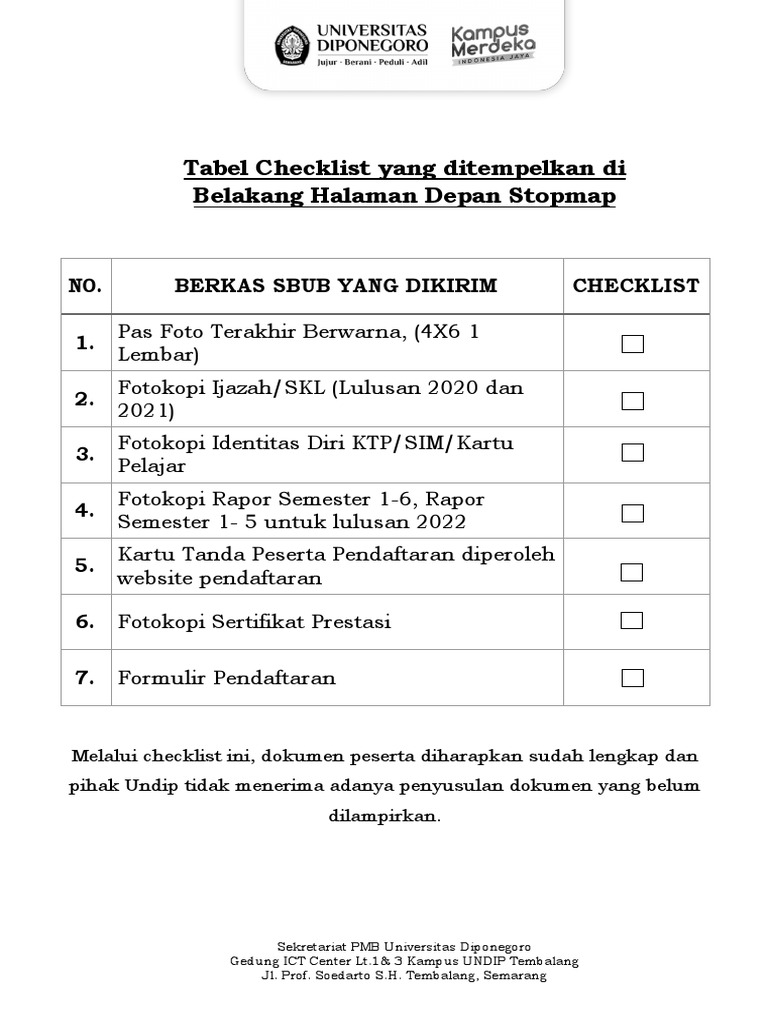 Tabel-Checklist (1) | PDF