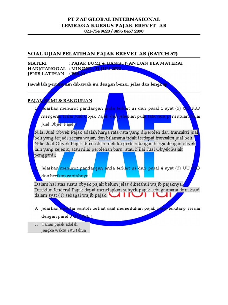 Fernelia Nanda - 52 - PBB Dan Bea Materai | PDF | Pengelolaan Keuangan & Uang