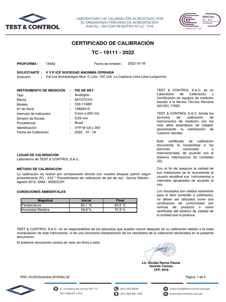 TC 19111 14942AC1 02 PIE DE REY 200 MM V Y P ICE SOCIEDAD ANONIMA