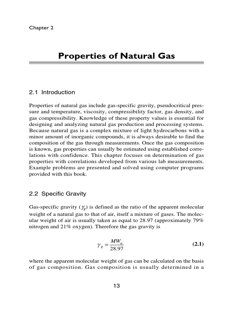 Properties of Natural Gas | PDF | Gases | Viscosity
