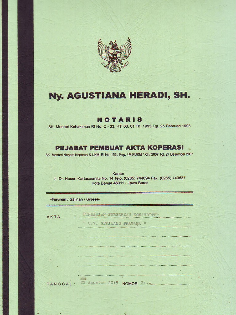 Akte Pendirian | PDF