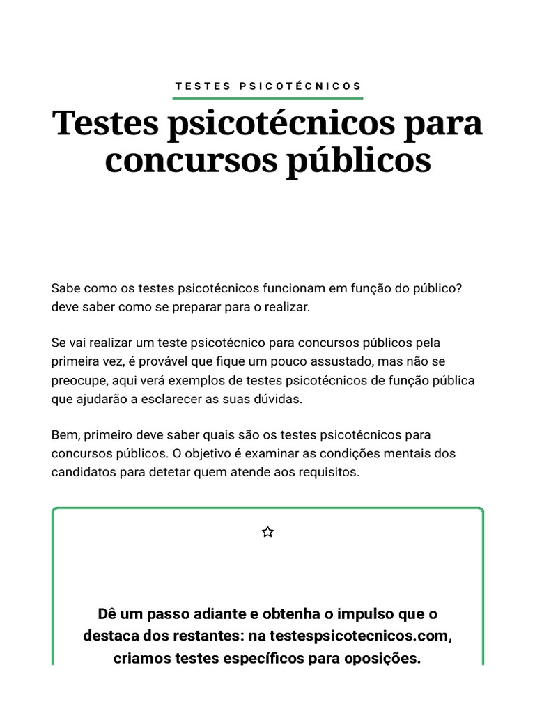 Testes Psicotécnicos para Concursos Públicos 2023 - Testes ... Testes Psicotécnicos para Concursos Públicos 2023 - Testes ...