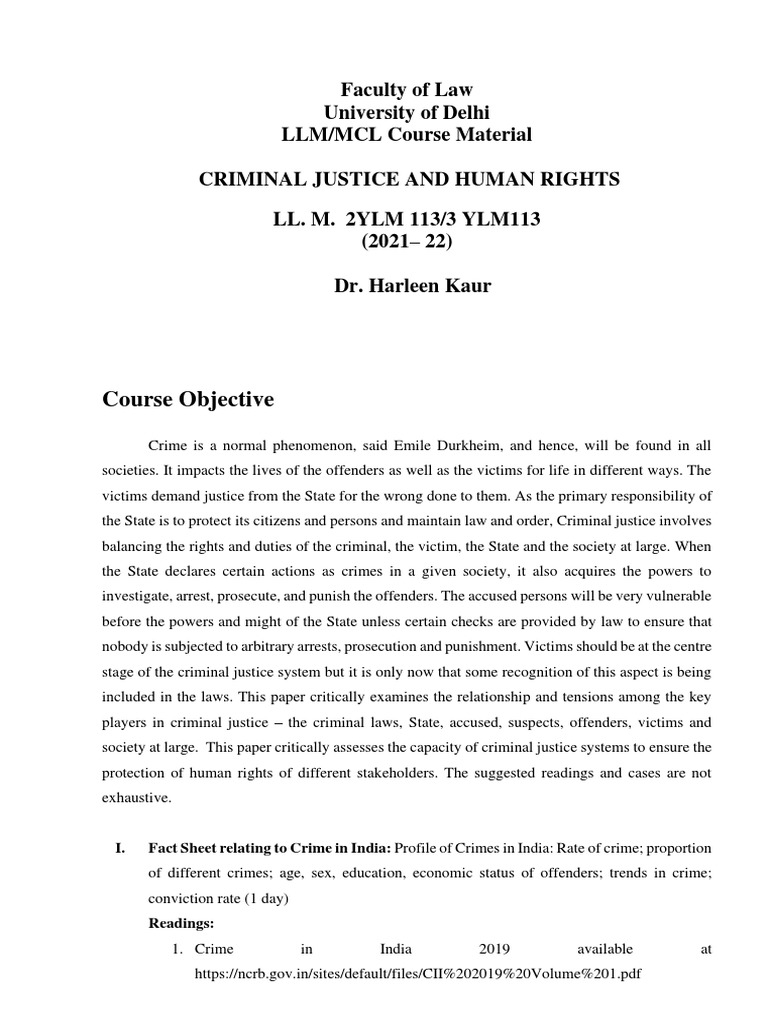 Criminal Justice and Human Rights Overview | PDF | Crimes | Crime ...