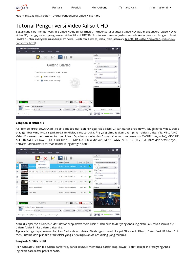 Xilisoft HD Video Converter Tutorial - Cara Mengonversi Video HD, HD Ke SD | PDF | Bisnis | Komputer