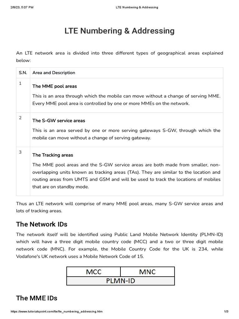 LTE Numbering & Addressing | PDF | Radio Resource Management | Mobile Telecommunications