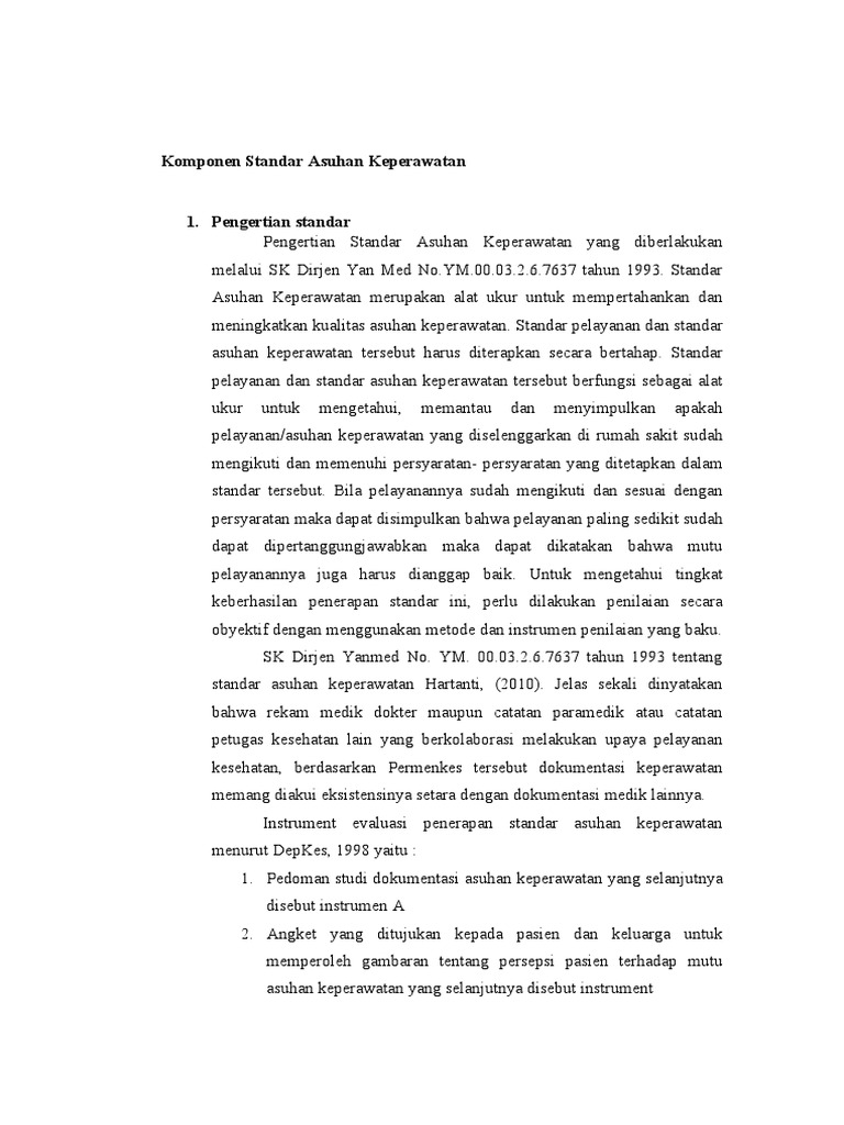 Komponen Standar Asuhan Keperawatan | PDF Komponen Standar Asuhan Keperawatan | PDF