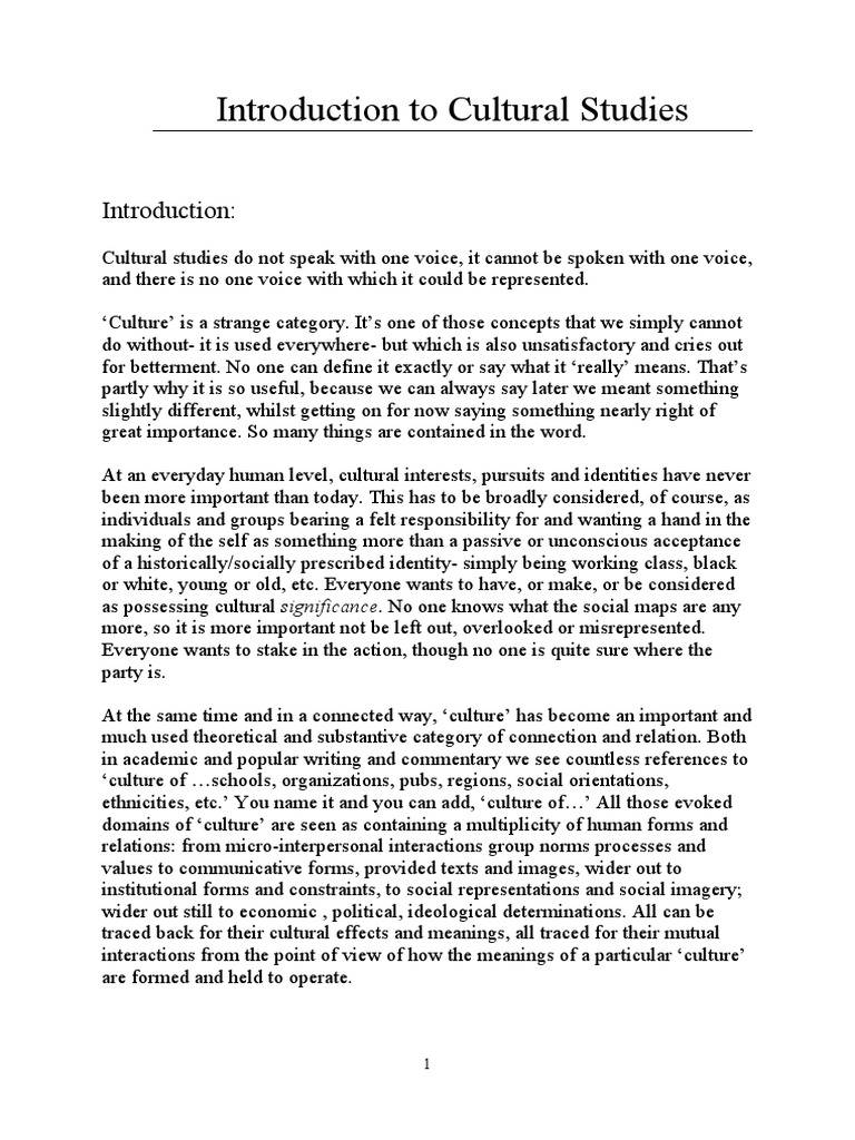 2-Cultural Studies Course 1 | PDF | Cultural Studies | Gender Studies