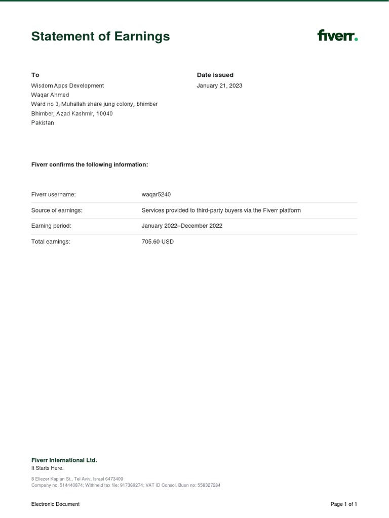 Statement of Earnings | PDF