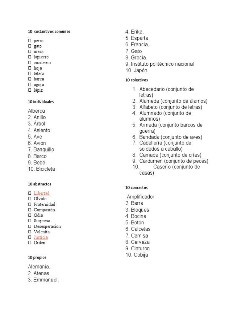 10 Sustantivos Comunes | PDF