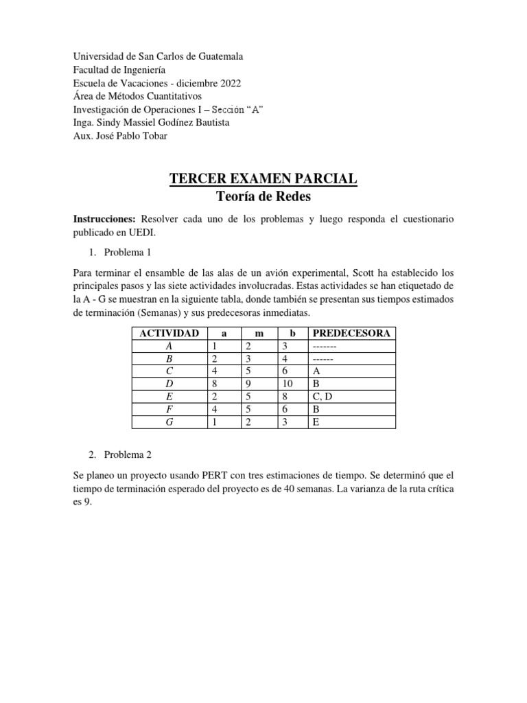 Examen Parcial 3 - IO1 | PDF