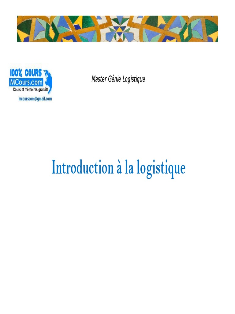 Cours Logistique Gratuit Introduction À La Logistique | PDF | Logistique | Gestion de la chaîne ...